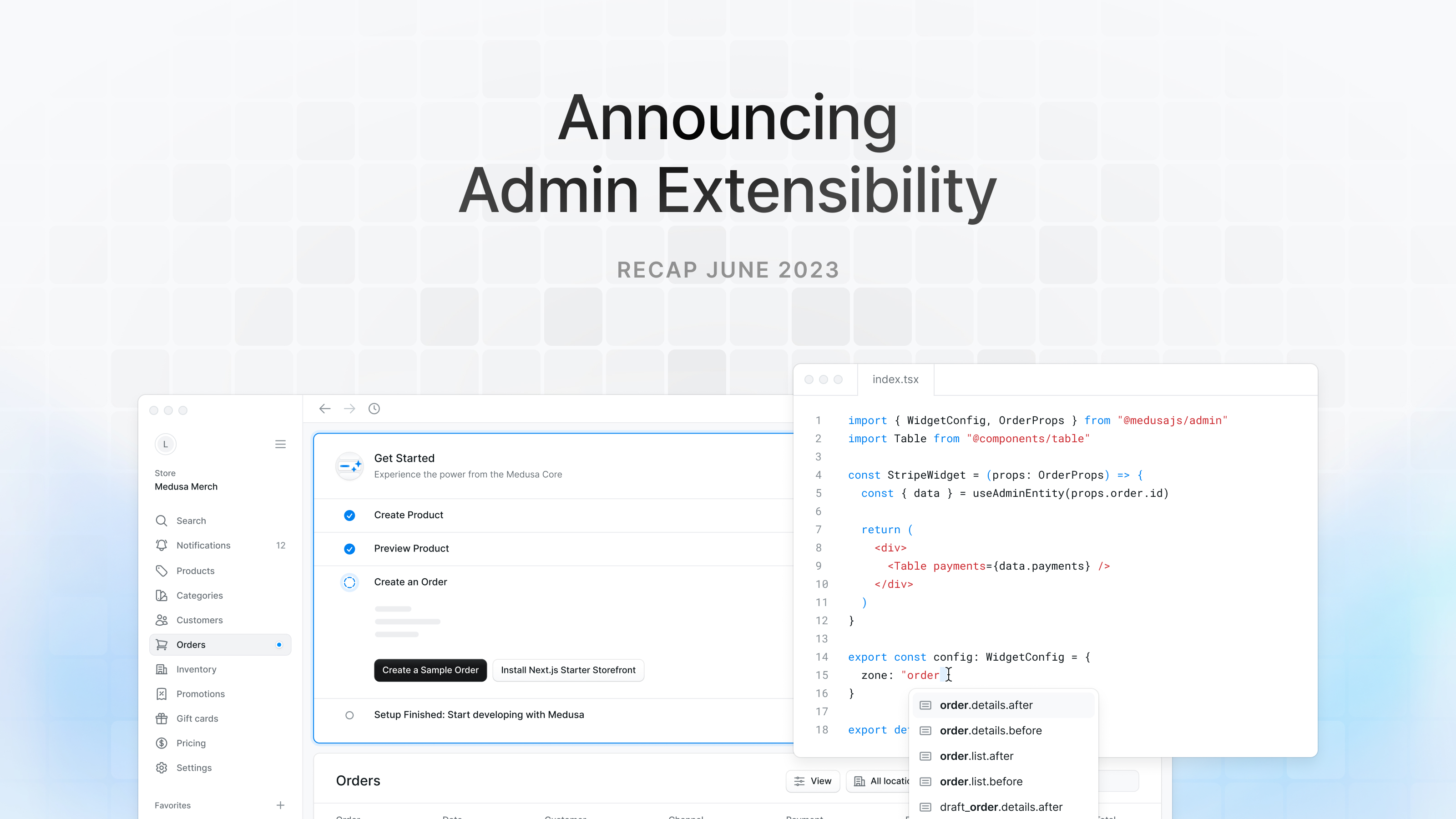 Medusa - Announcing Admin Extensions